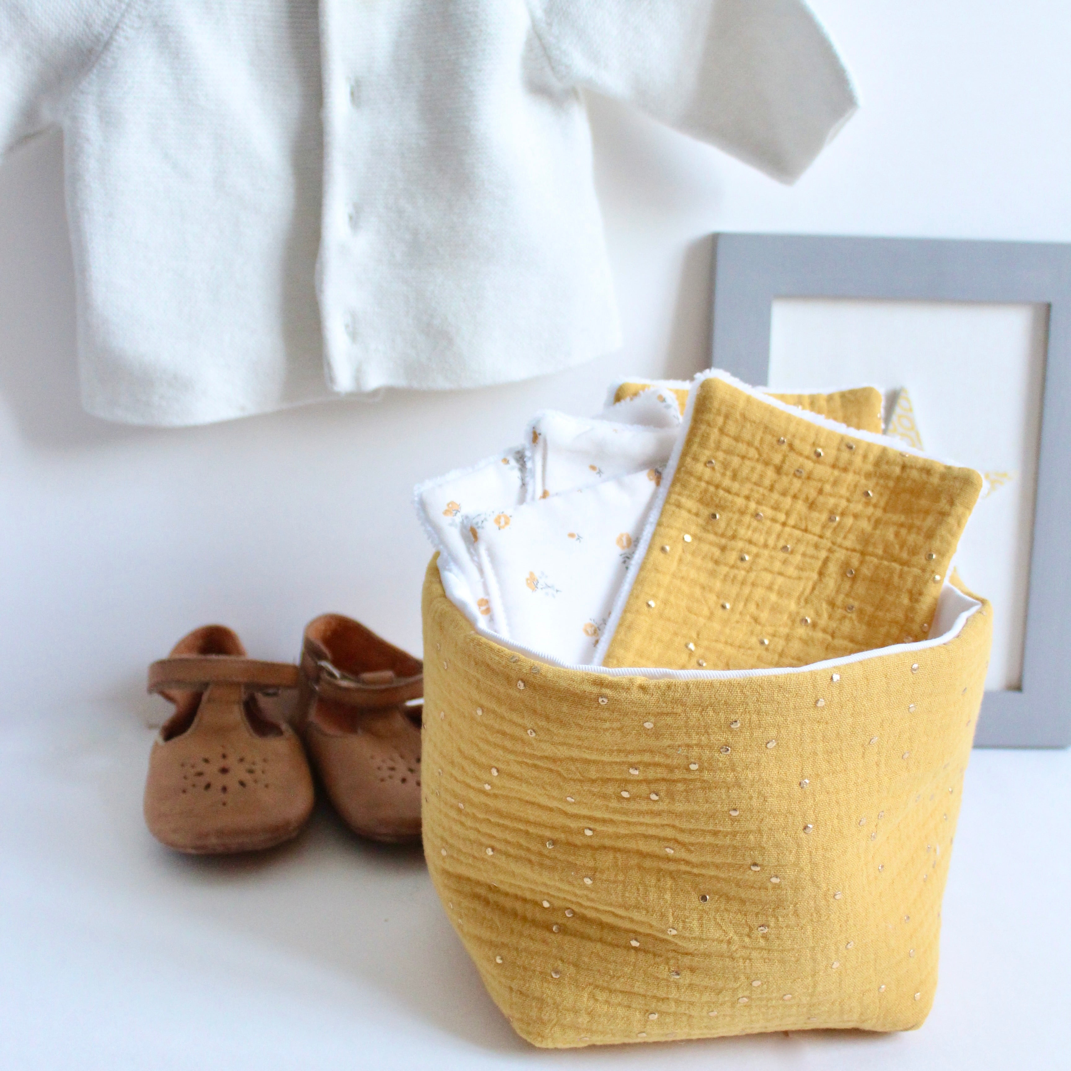 Panier jaune pour table à langer, paniers de rangement pour bébé ...